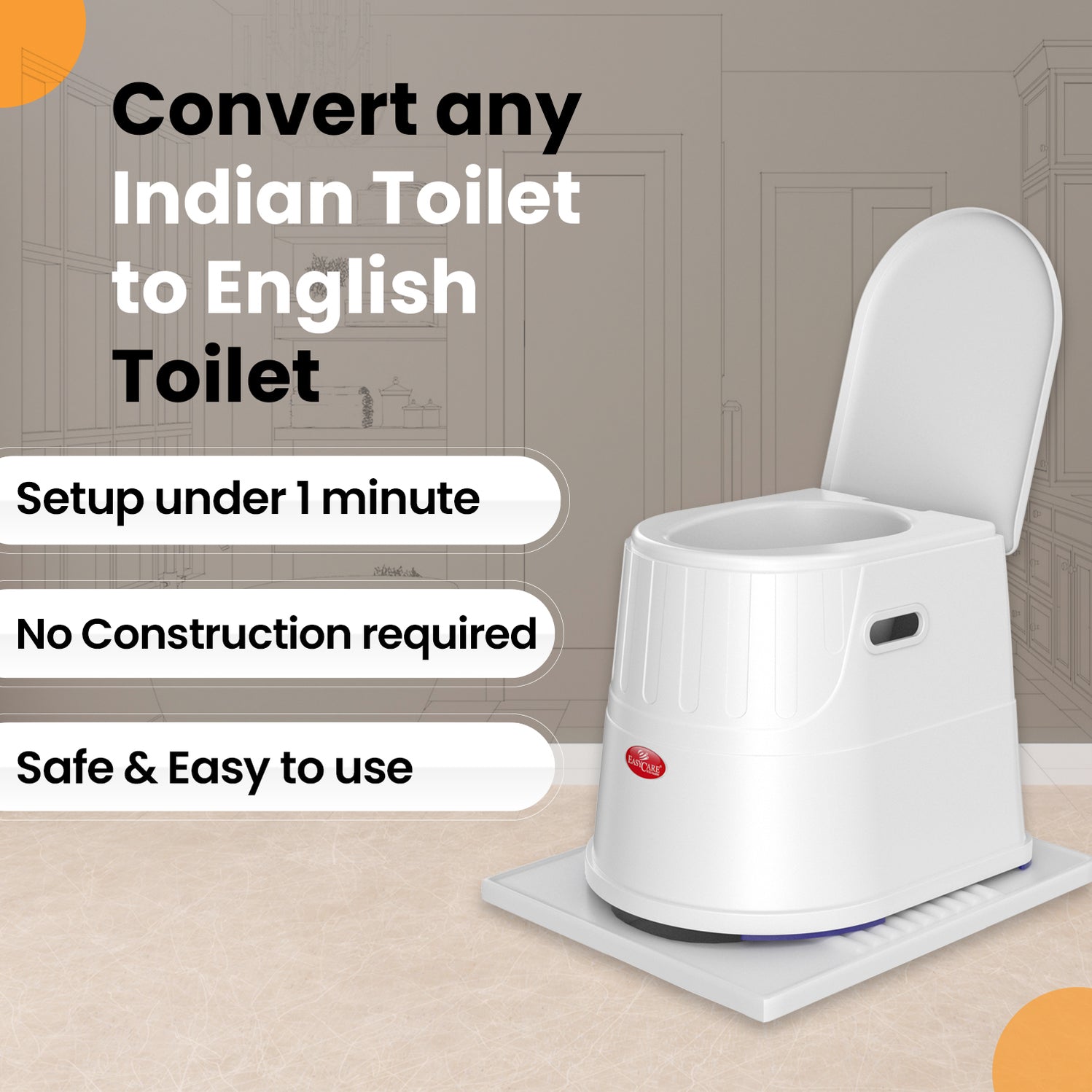 Easycare Indian to Western Toilet Converter Heavy Duty Commode ...